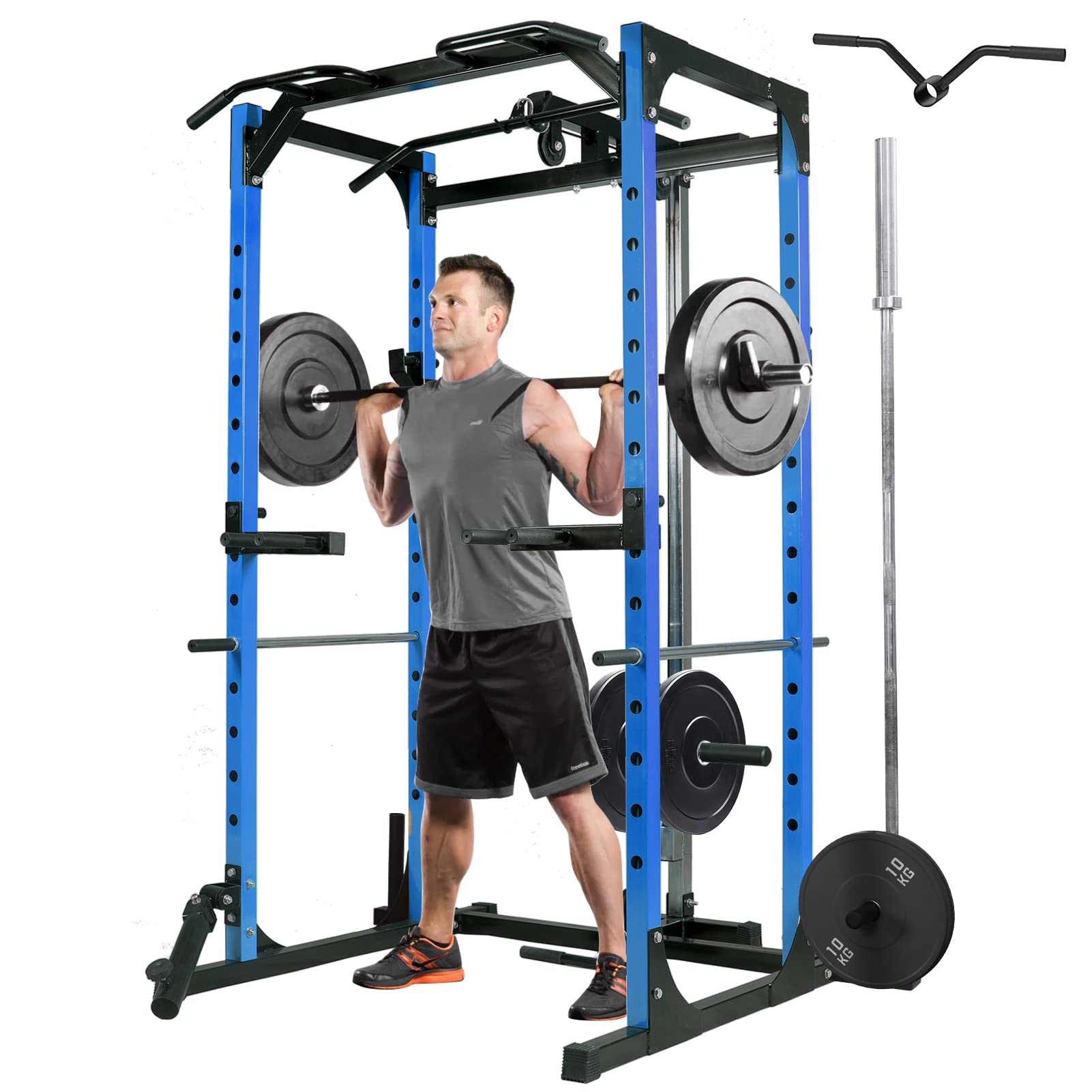 Buy Mikolo Power Cage, 1000LBS Power Rack with LAT Pull Down and 360 ...