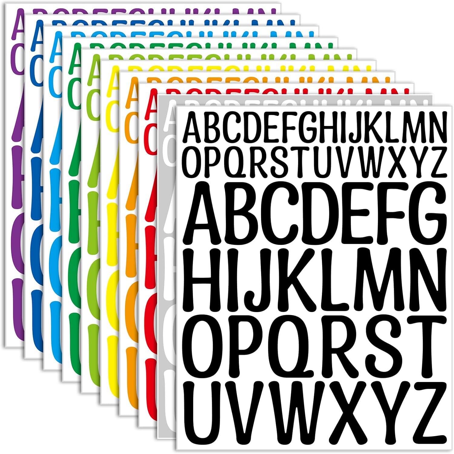 Amazon.com: 10 Color Colored Letter Stickers - 2 Inch+1 Inch Large Self ...