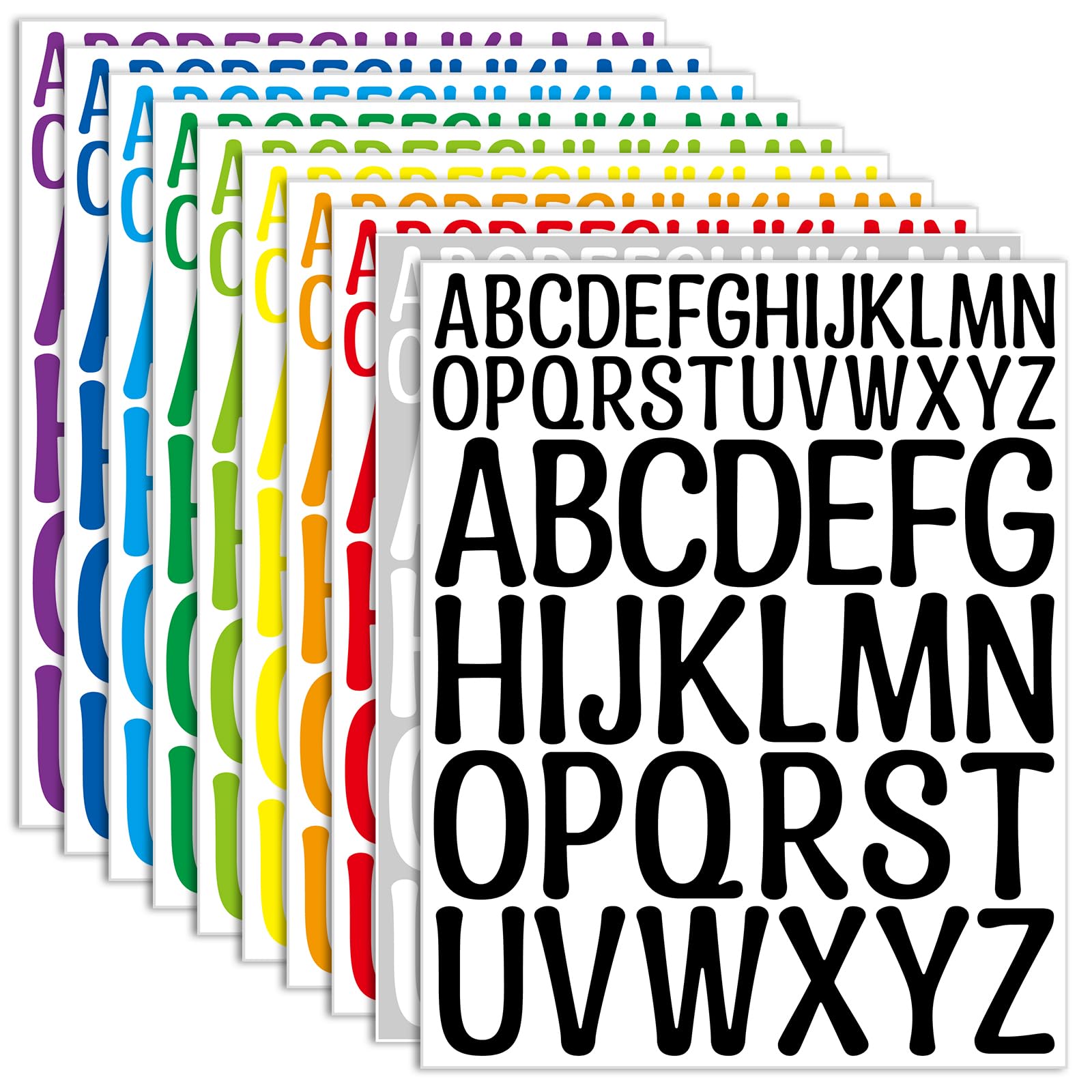 Amazon.com: 10 Color Colored Letter Stickers - 2 Inch+1 Inch Large Self ...