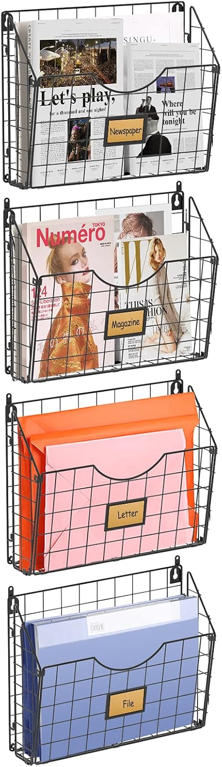 Amazon.com : X-cosrack 4-Tier Hanging Wall File Holder Vertical Wall ...