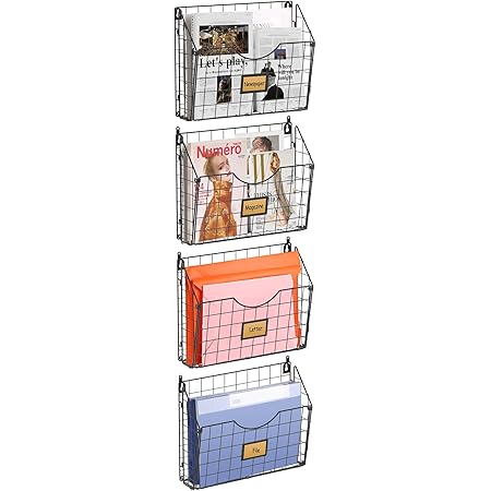 Amazon.com : X-cosrack Stackable Hanging Wall Files Rack & 4-Tier Metal ...