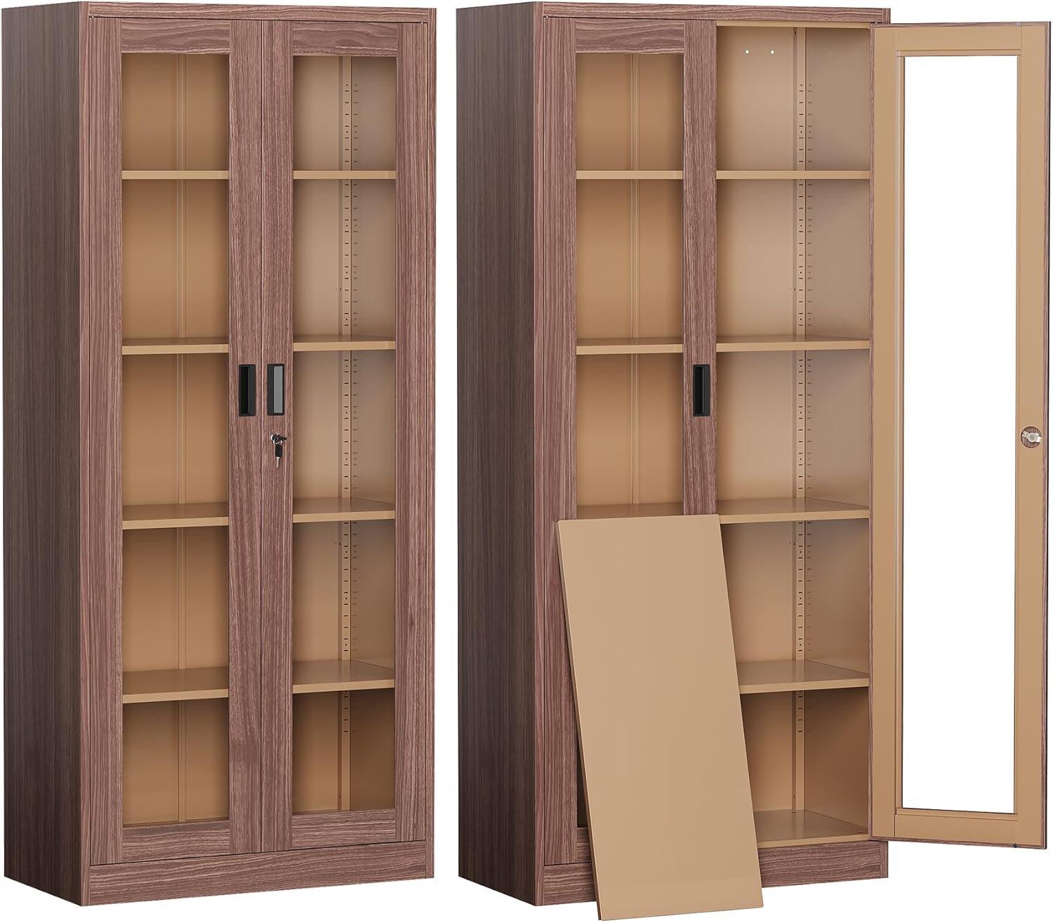 Amazon.com: PEUKC Display Cabinet-71 Inches 4 Adjustable Shelves Curio ...