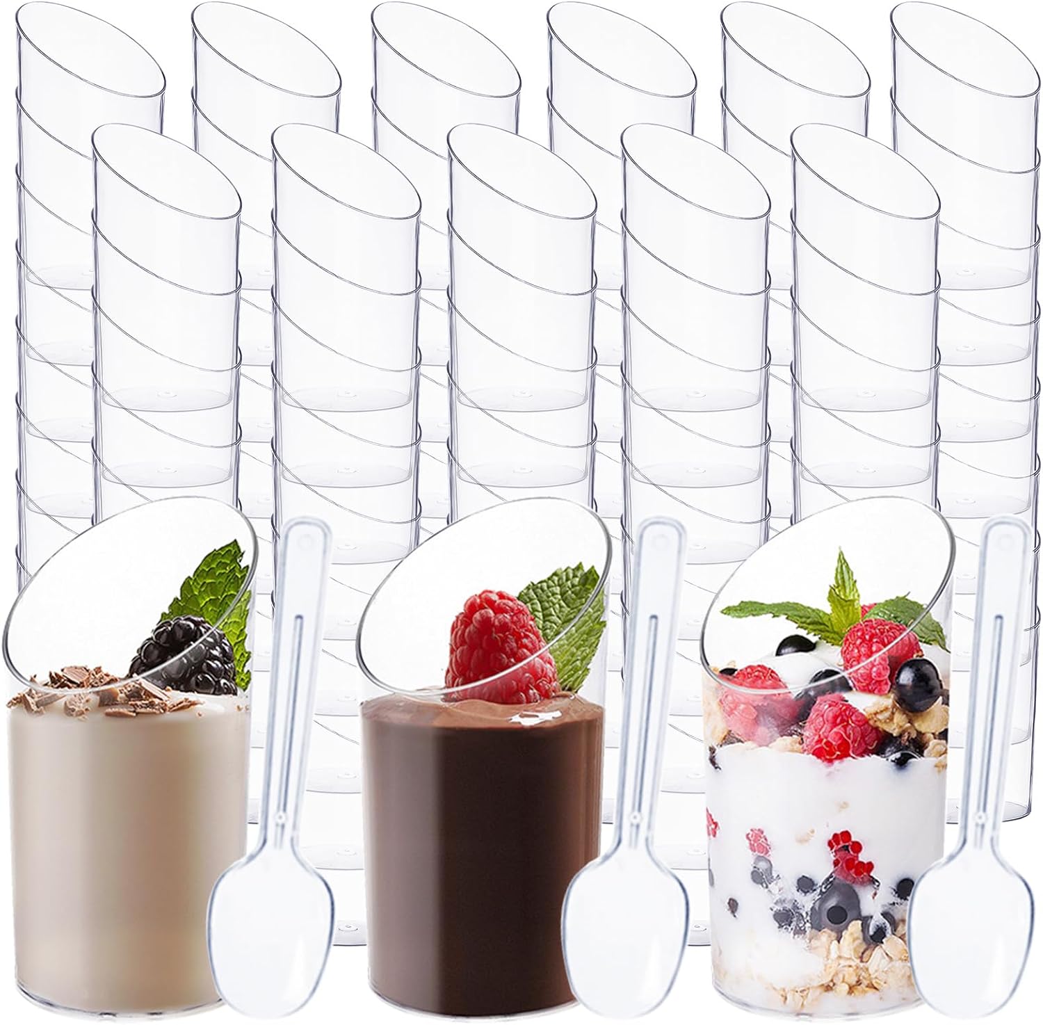 Amazon.com | Merkaunis 100 Pack Mini Dessert Cup 3 oz Small Plastic ...