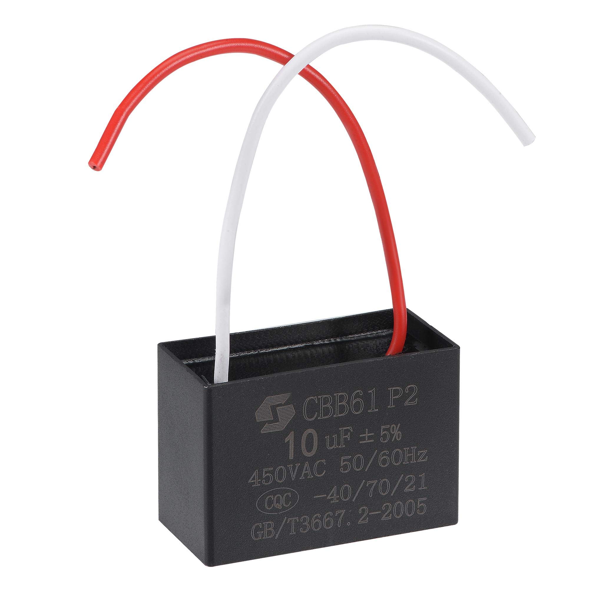 Buy uxcell Ceiling Fan Capacitor CBB61 10uF 450V AC 2 Wires Metallized ...
