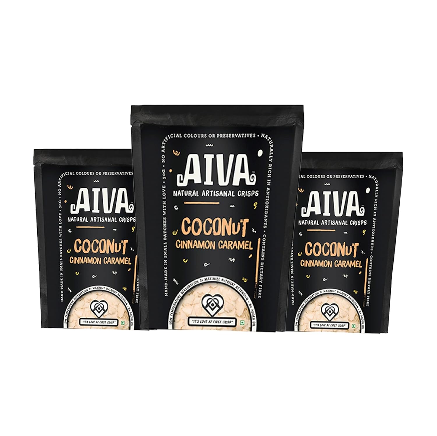 AIVA Coconut Cinnamon Caramel Chips Natural Artisanal, Protein Snack ...