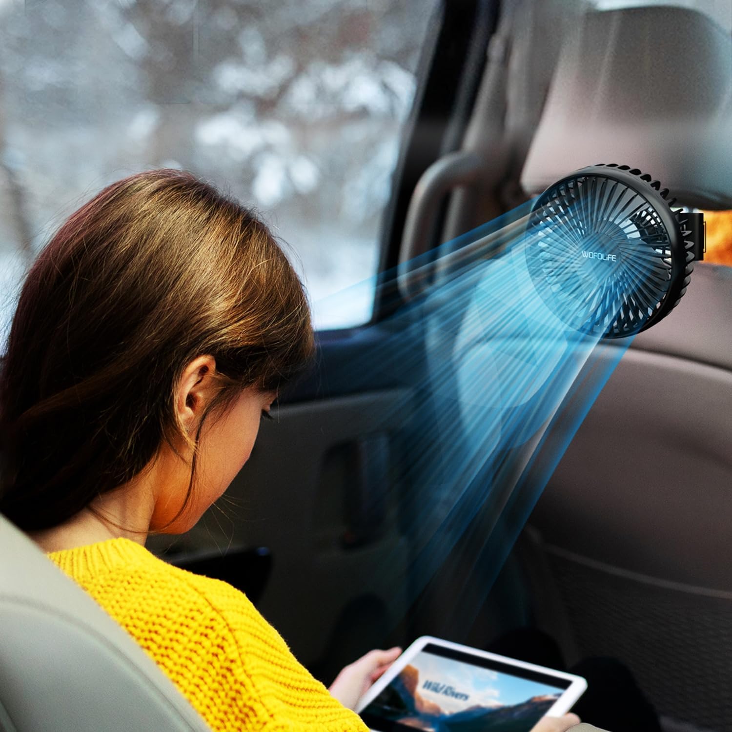 Amazon.com: WOFOLiFE USB Car Fan, Car Seat Fan for Backseat Kids Pet ...