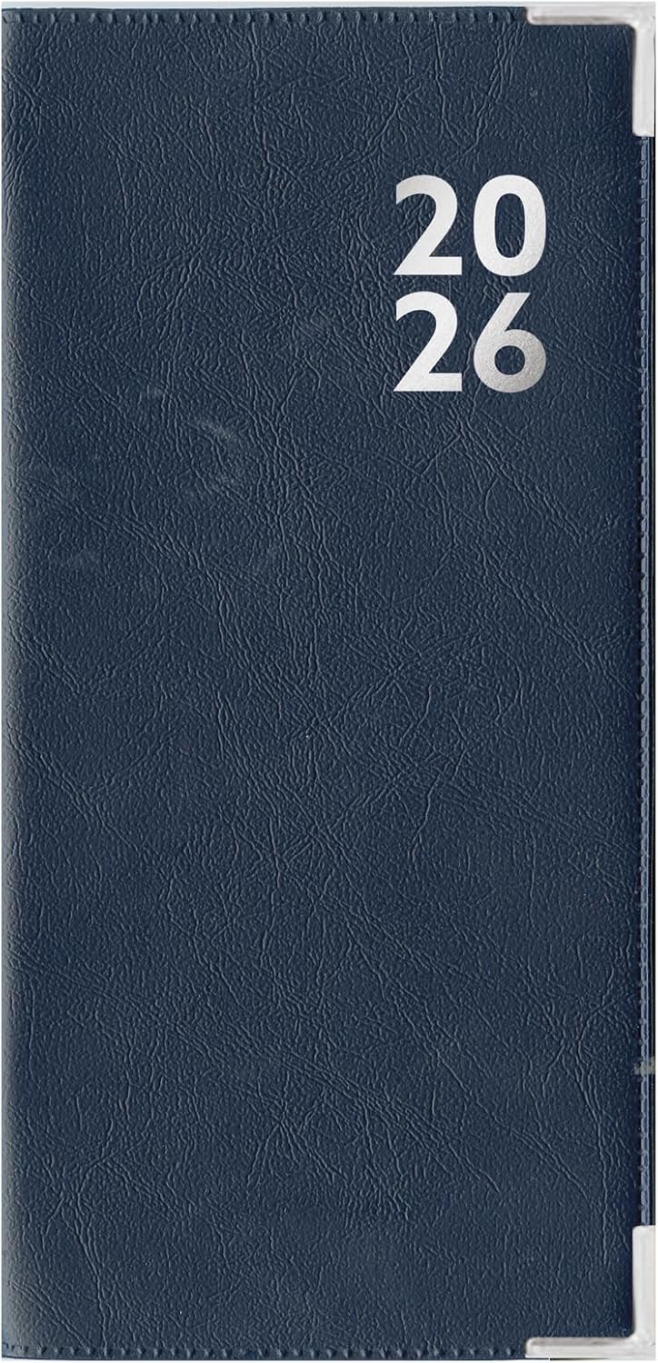 2026 Slim Wallet Diary Week To View - Compact Navy Blue Softcover ...