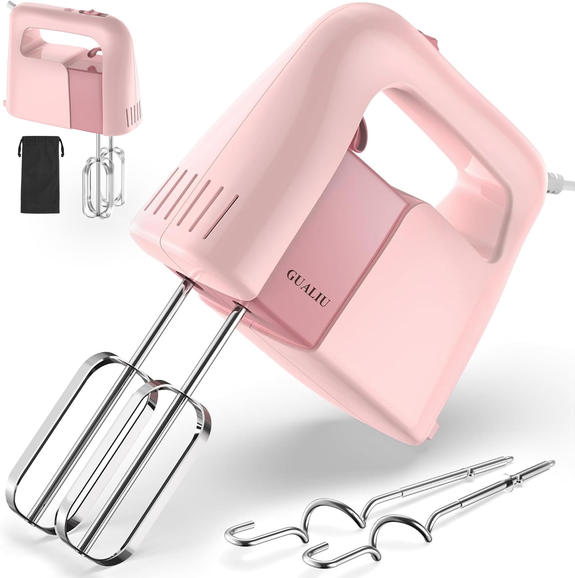 Amazon.com: GUALIU 450W Electric Hand Mixer, 5-Speed Electric Mixer ...