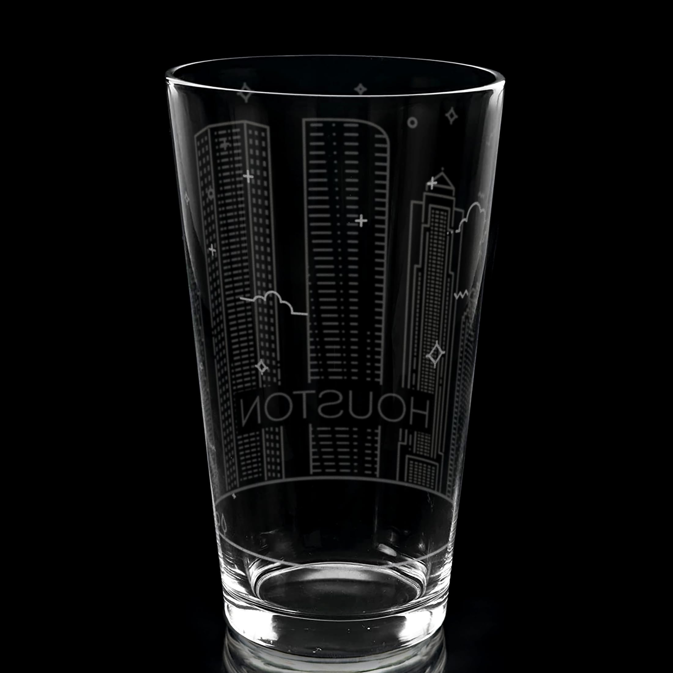 Snapklik.com : HOUSTON TEXAS SKYLINE Engraved Pint Beer Glass ...