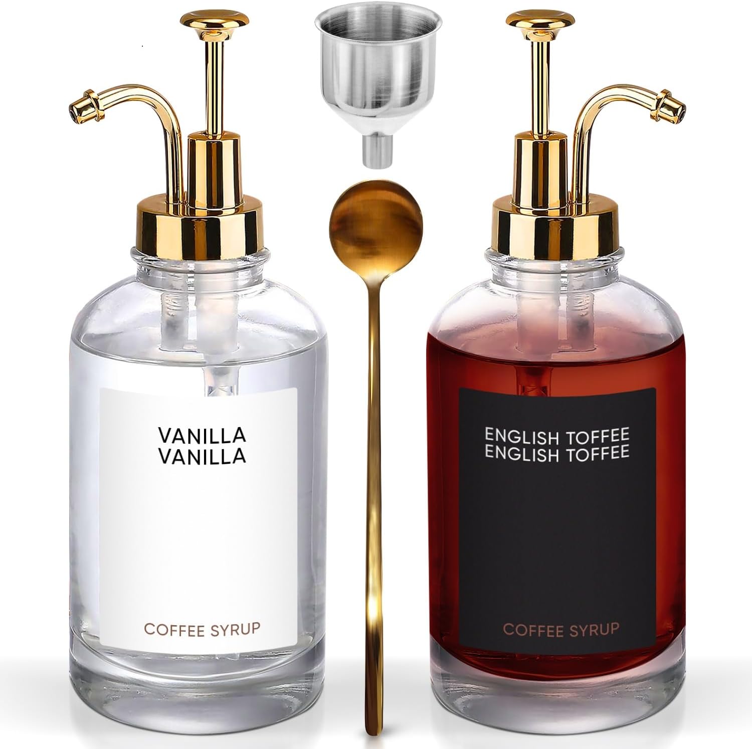 Amazon.com - Set of 2 Coffee Syrup Dispensers for Coffee Bar - 16.9oz ...