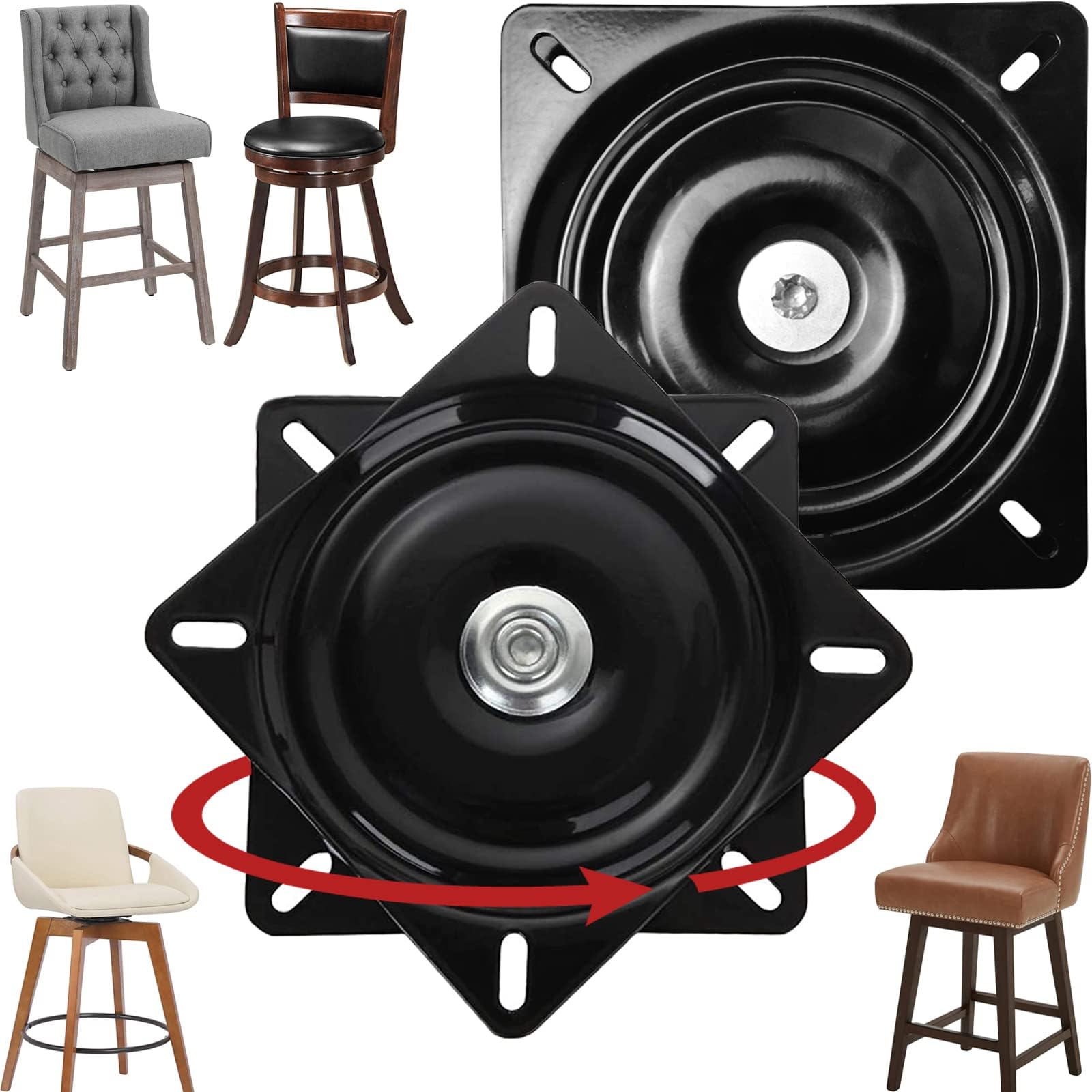 Amazon.com: 8” Heavy Duty Bar Stool Swivel Plate, 360°Square Rotating ...