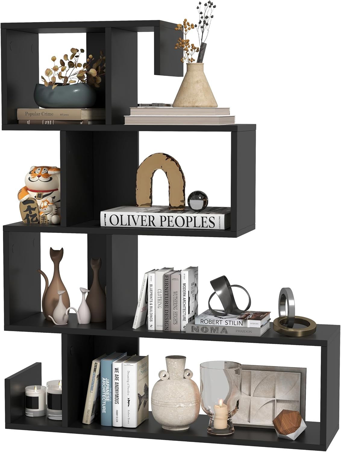 Amazon.com: SILKYDRY 5 Tier Geometric Bookshelf, S-Shaped Z Shelf ...