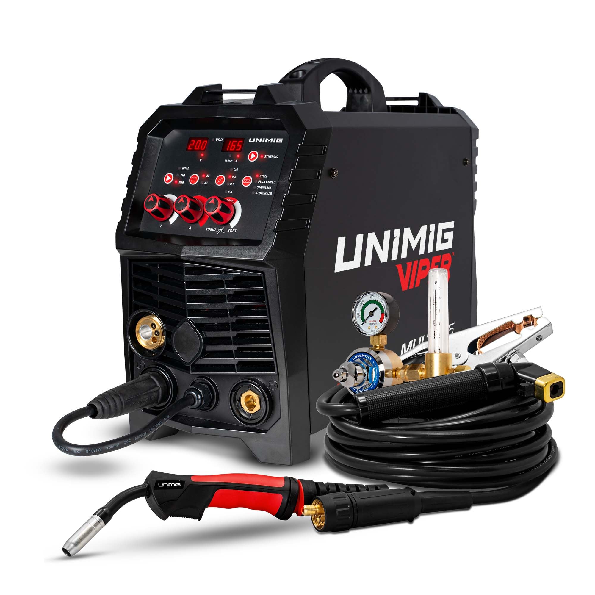 UNIMIG VIPER Multi 165 Mig Tig Stick Welder +Torch, Gas Gasless ...
