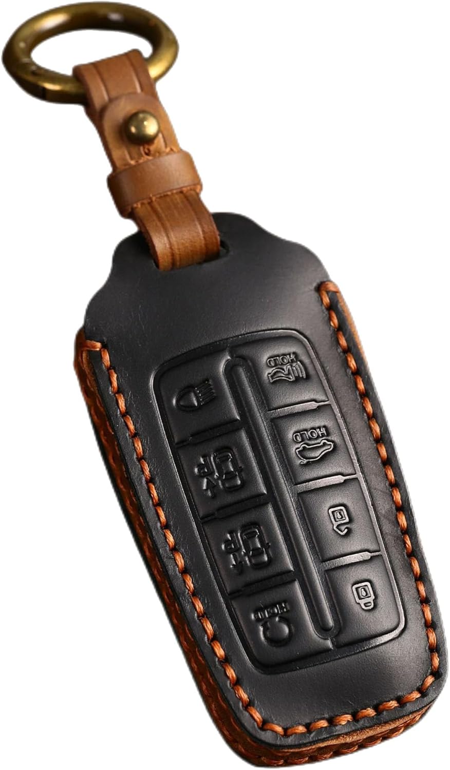 Amazon.com: Hontumax Genuine Leather 8-Button Intelligent Key Fob Cover ...