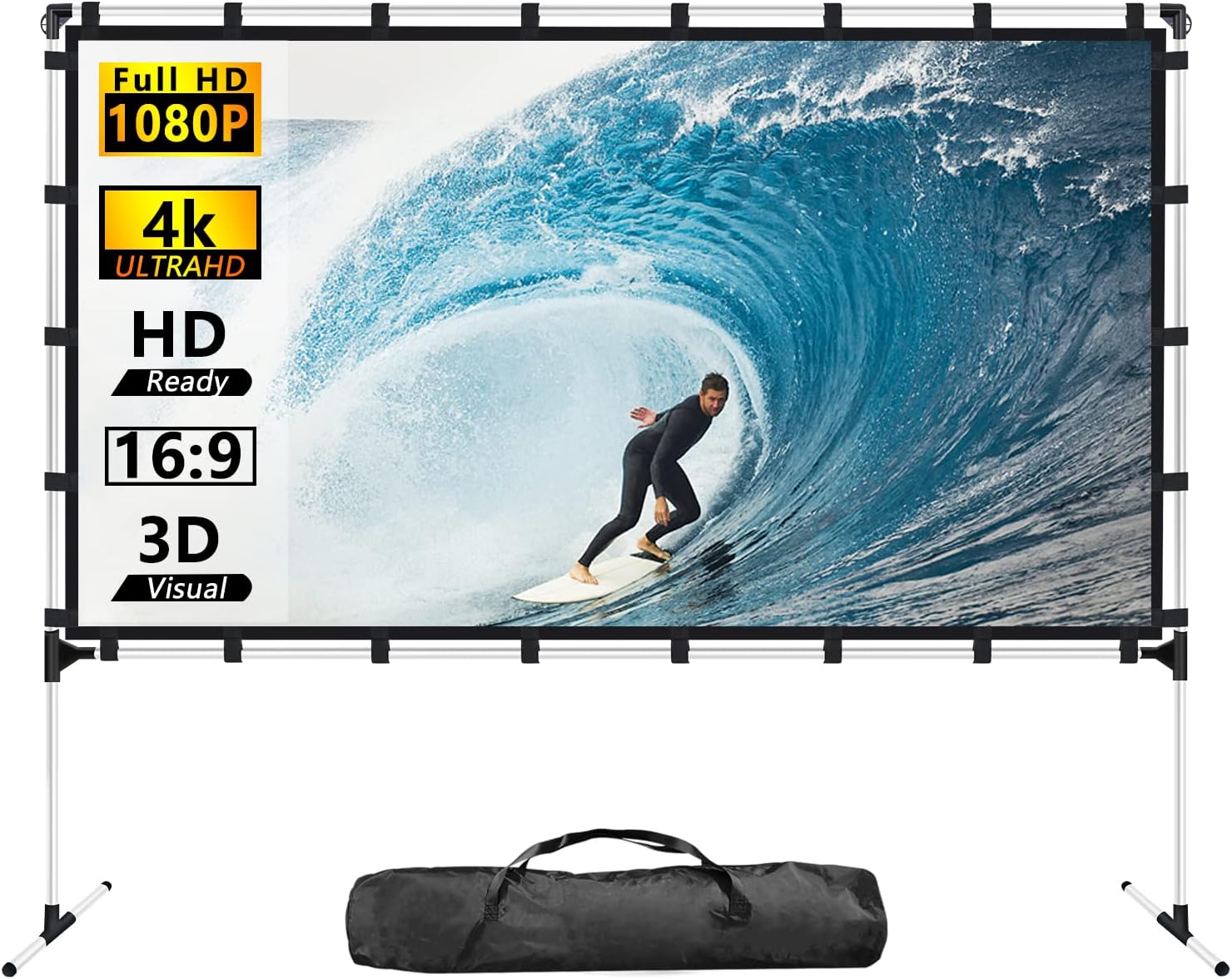 Amazon.com: Projector Screen with Stand 80 inch Portable Projection ...