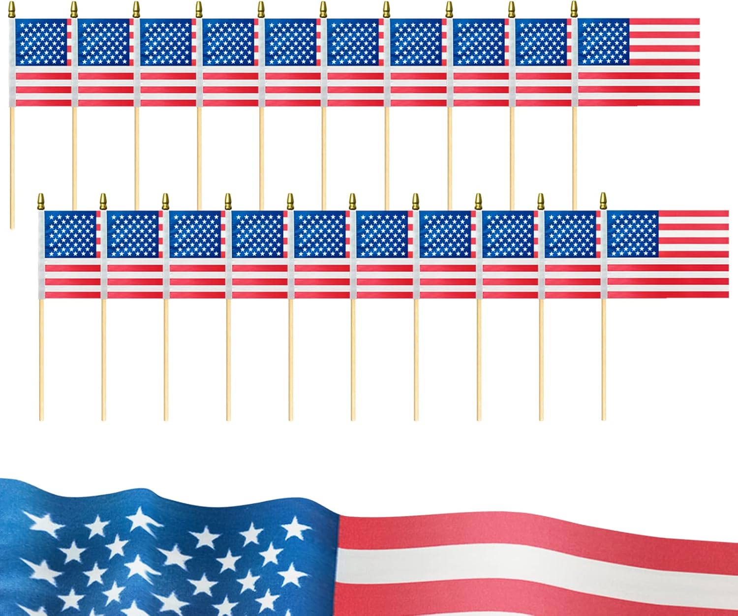 Amazon.com : 20 Pack Small American Flags, Small US Flags with Wooden ...