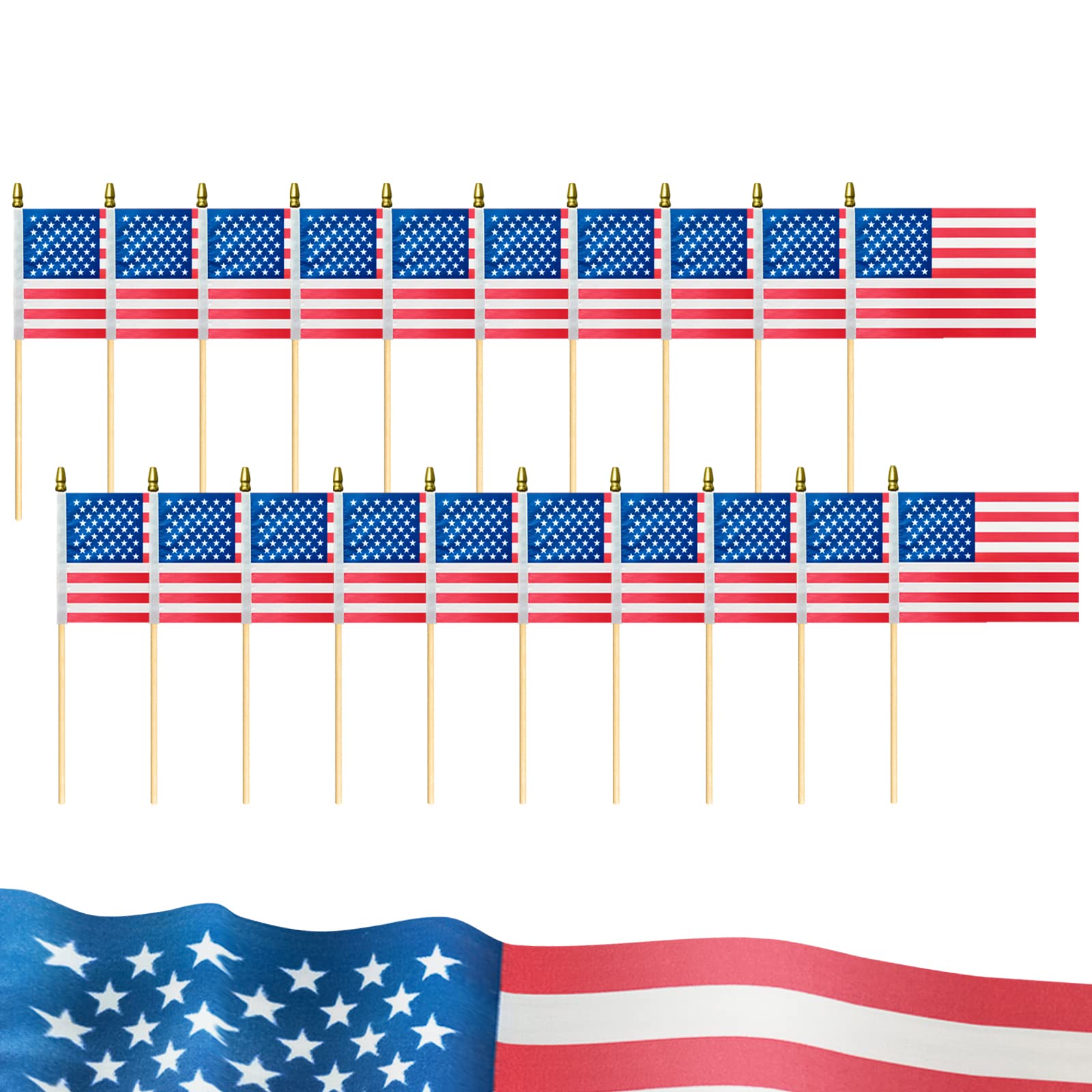 Amazon.com : 20 Pack Small American Flags, Small US Flags with Wooden ...