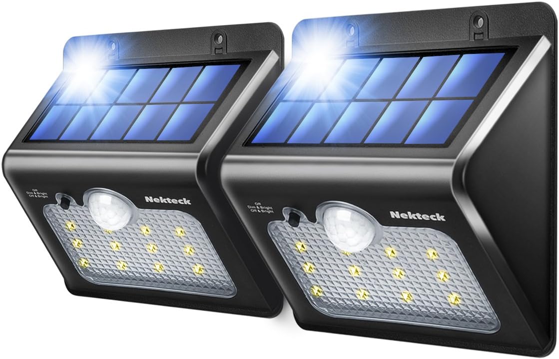 Nekteck Solar Lights, 12 LED Outdoor Solar Wall Light with Motion ...
