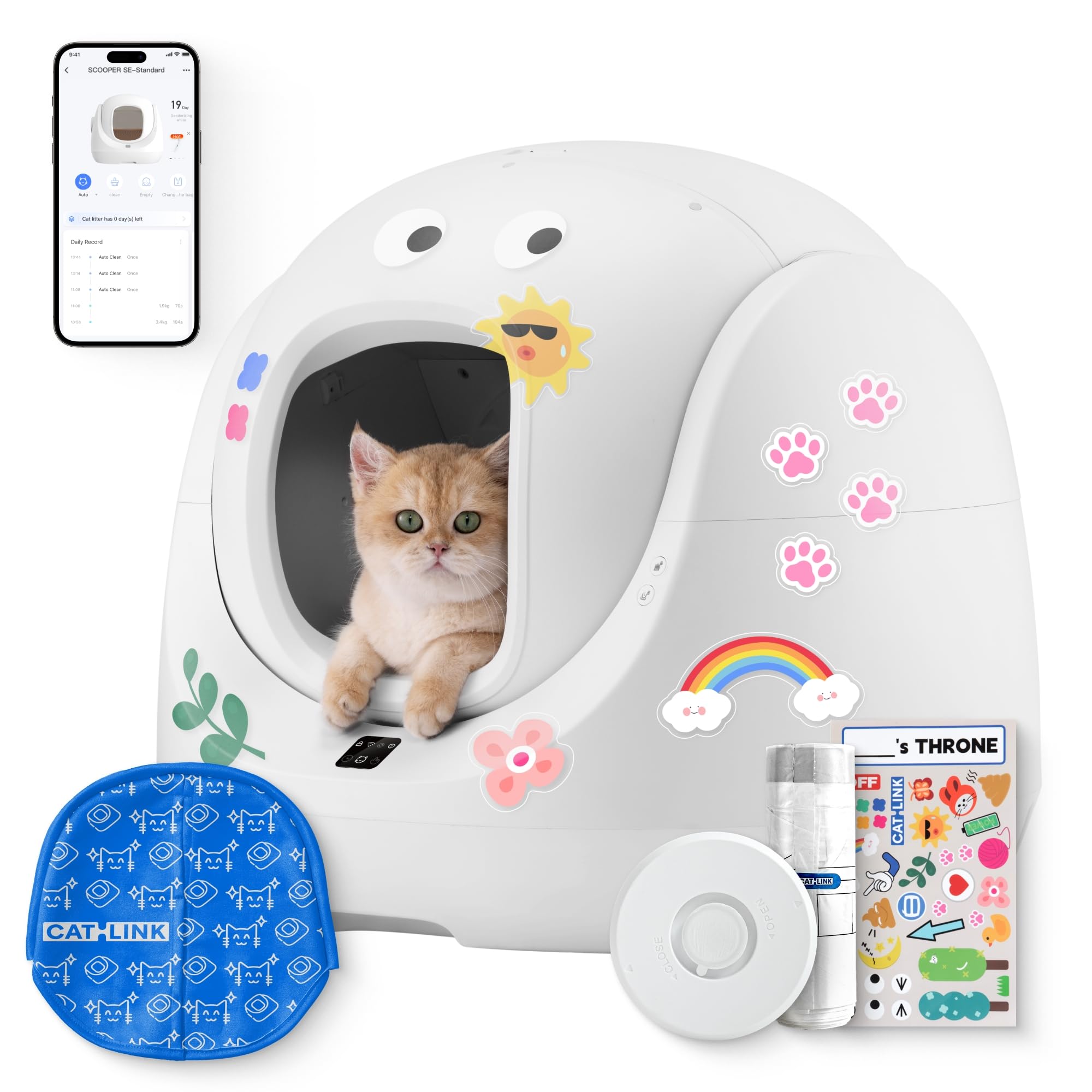 Catlink Self Cleaning Litter Box Pinch Free Safety Protection Automatic ...