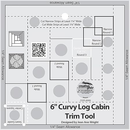 Creative Grids Log Cabin Trim Tool for 8in Finished Blocks Quilt Ruler ...