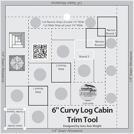 Amazon.com: Creative Grids Curvy Log Cabin Trim Tool Quilt Ruler ...