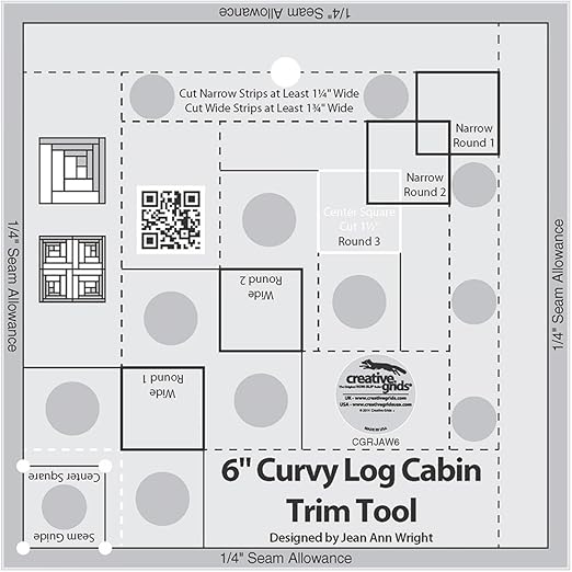 Amazon.com: Creative Grids Curvy Log Cabin Trim Tool Quilt Ruler ...