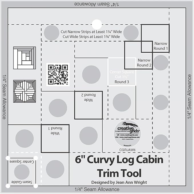 Amazon.com: Creative Grids Curvy Log Cabin Trim Tool Quilt Ruler ...