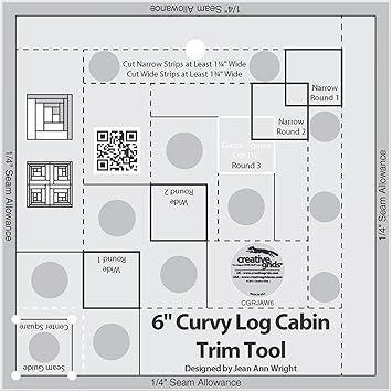 Amazon.com: Creative Grids Curvy Log Cabin Trim Tool Quilt Ruler ...