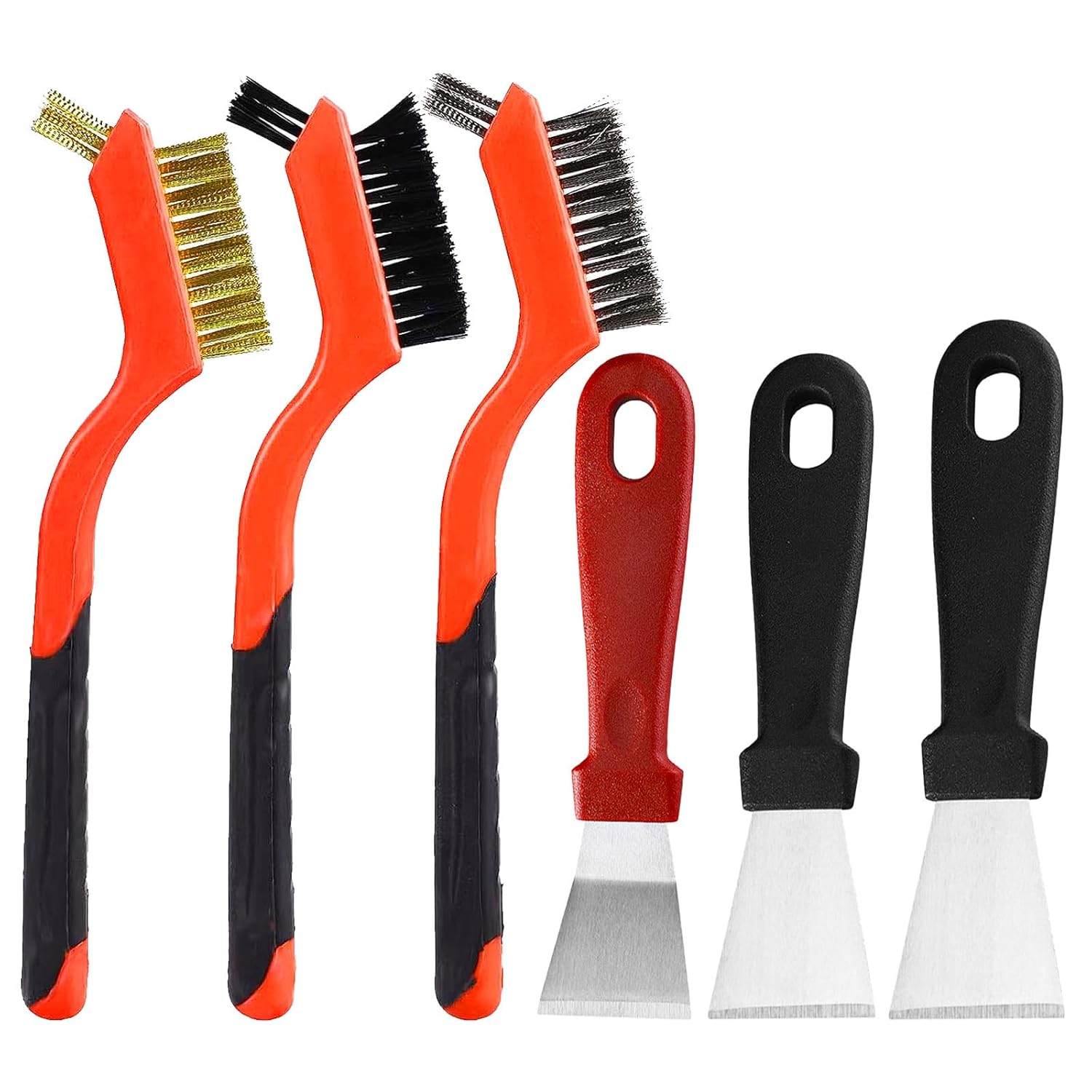 Small Wire Brush, 3 PCS Mini Wire Brushes for Cleaning and 3 Scraper ...