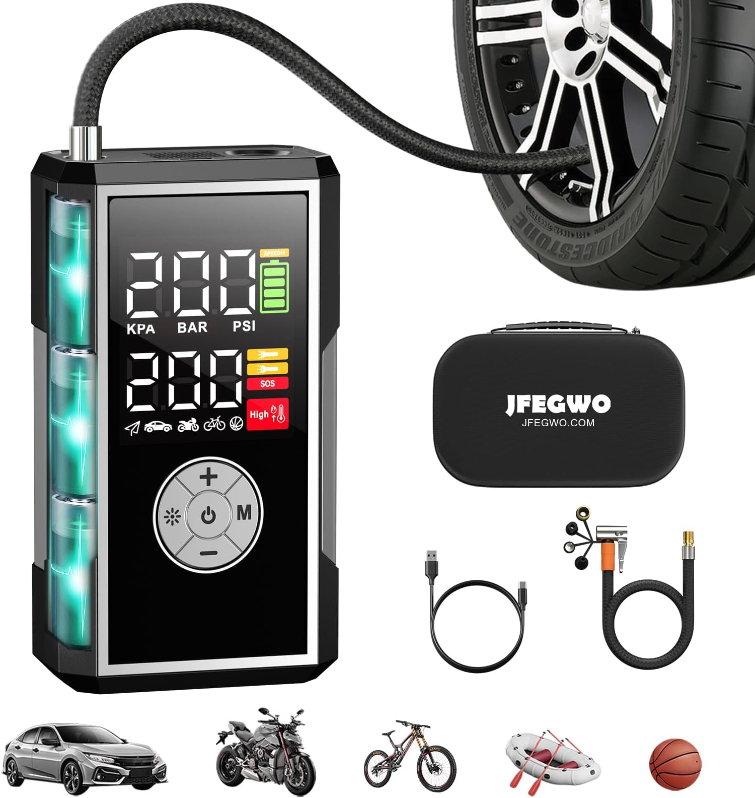 Amazon.com: GROPOW Tire Inflator Portable Air Compressor, Portable Air ...