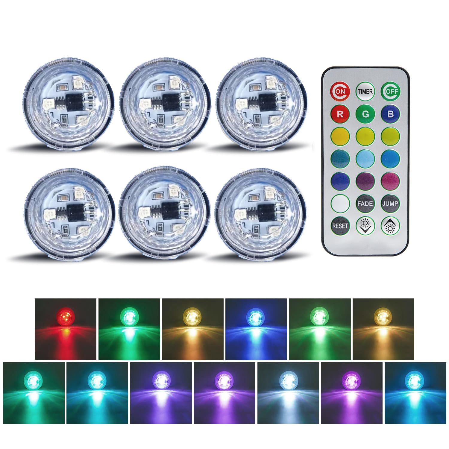 6 PCS Wireless Led Lights for Car Interior, 13 Colors Interior Car ...