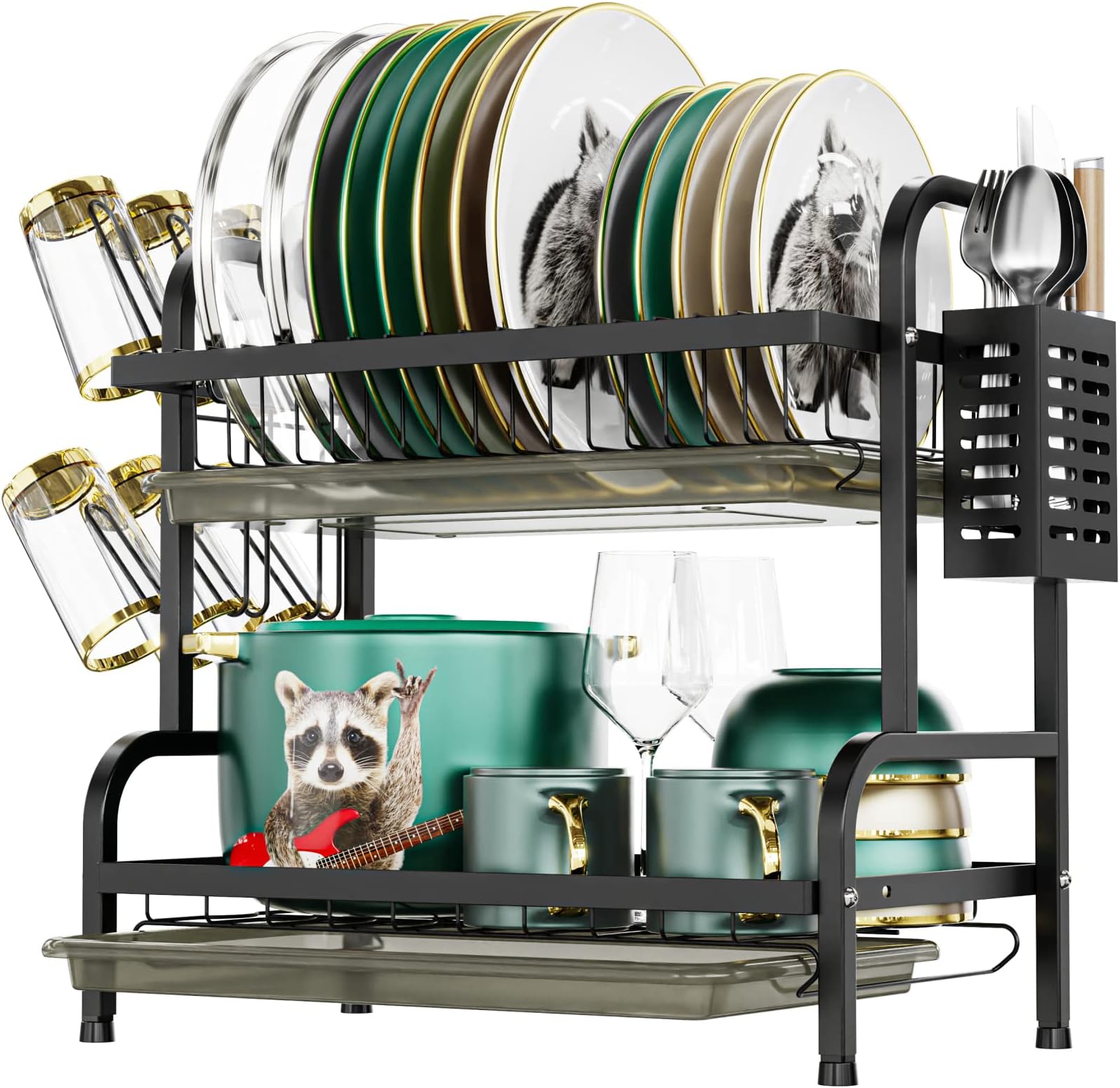 Amazon.com - iSPECLE Dish Drying Rack - 2 Tier Dish Rack with Cup ...