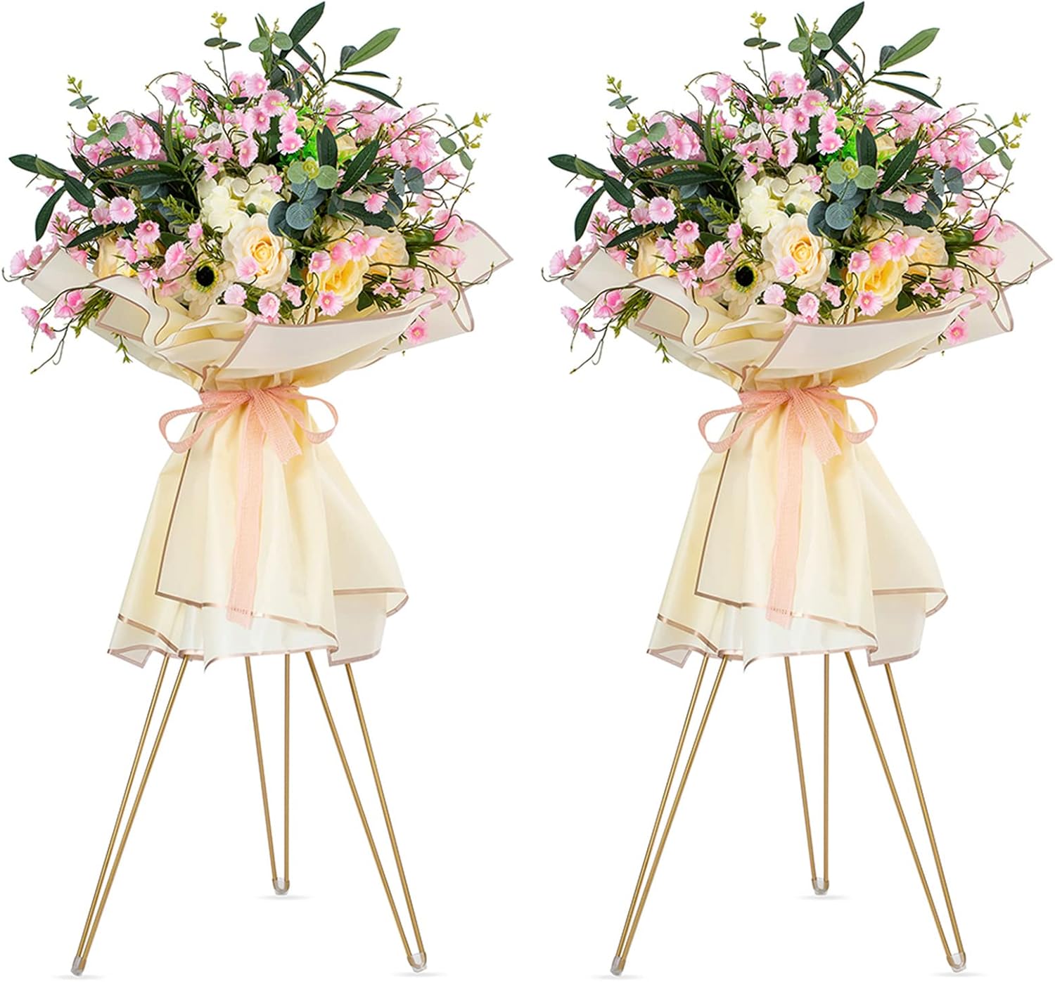Nuptio Gold Wedding Centerpiece Vase: 2 Pcs 31.5in Tall Metal Flower ...