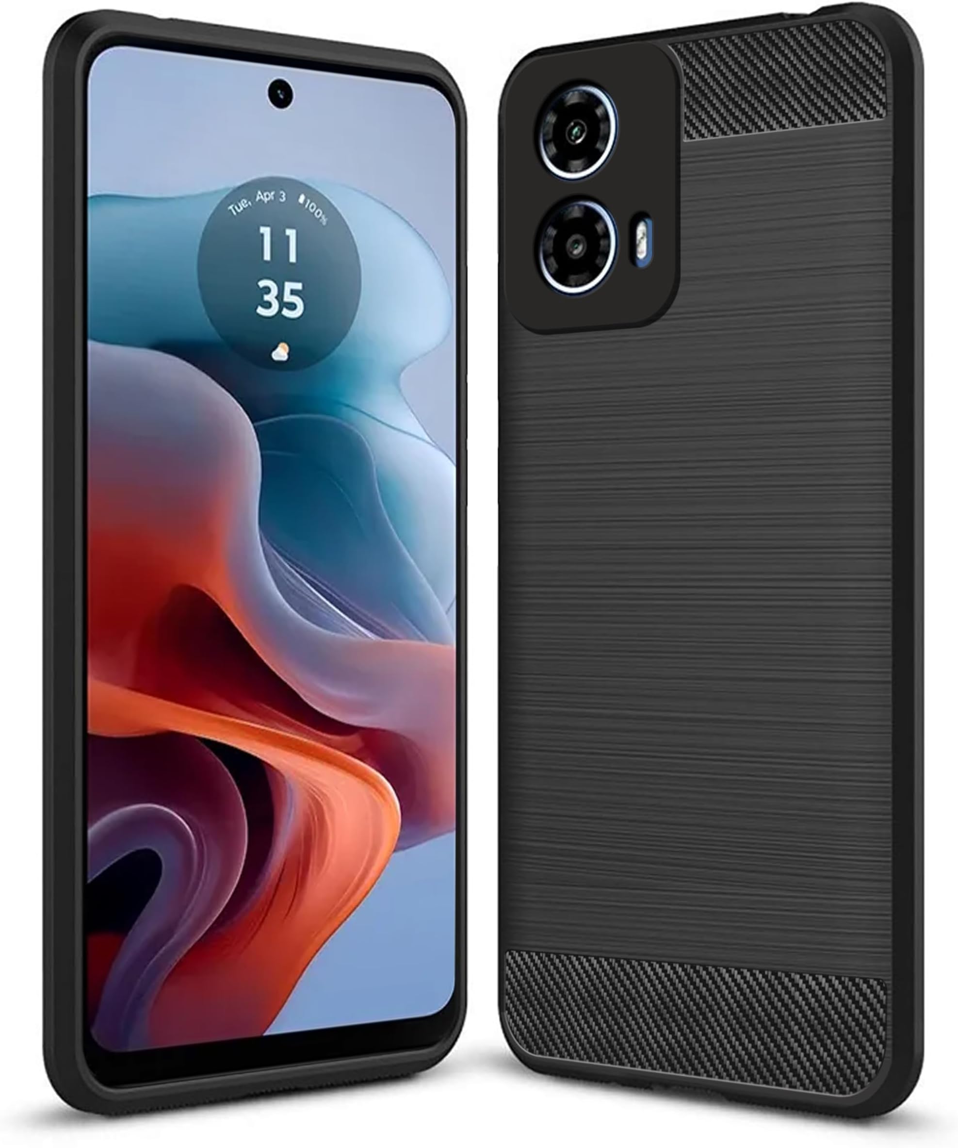 Amazon Brand - Solimo Back Cover for Moto G45 5G (Silicone_Carbon-Black ...