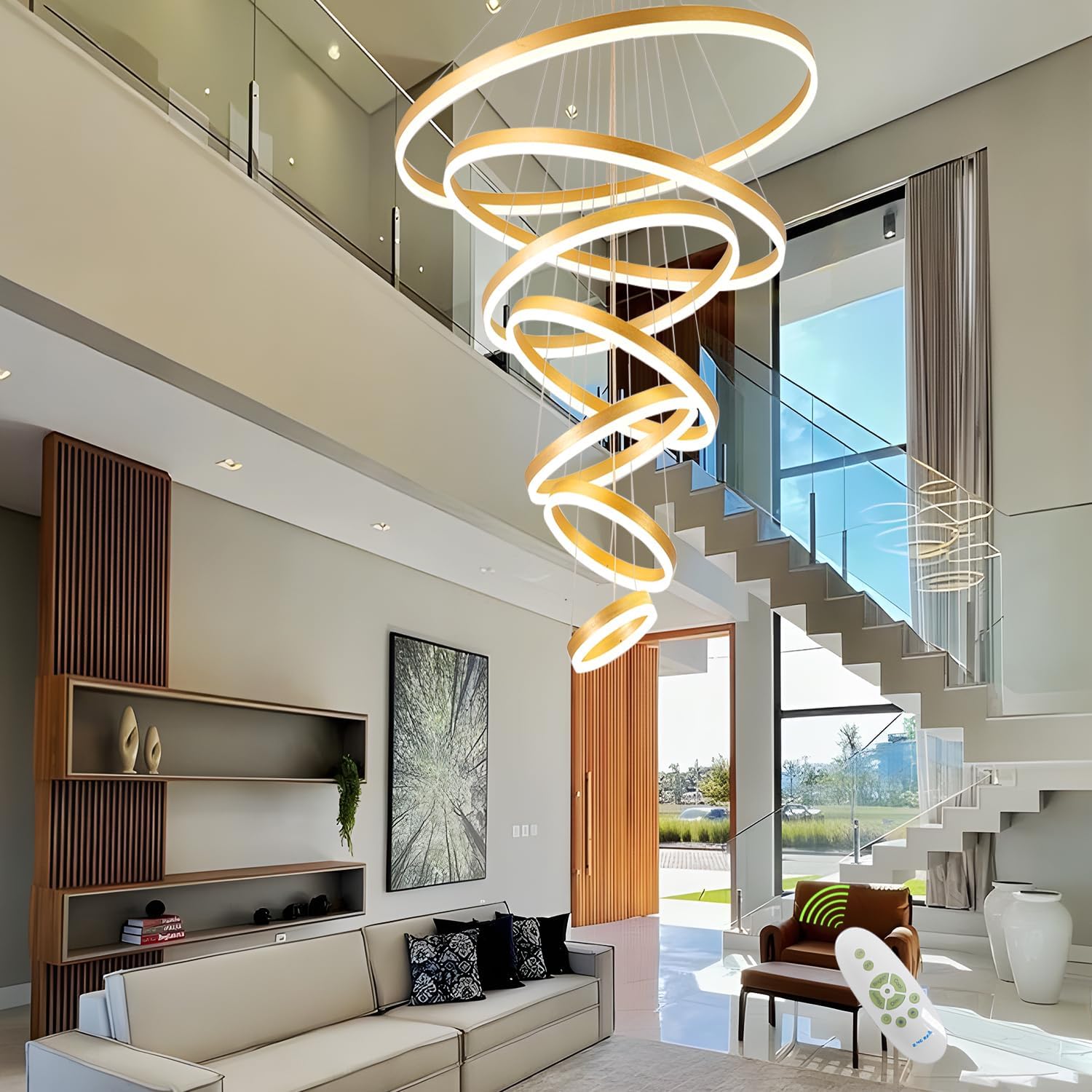 Large Chandelier for High Ceiling Entryway Foyer Gold Modern Chandelier ...