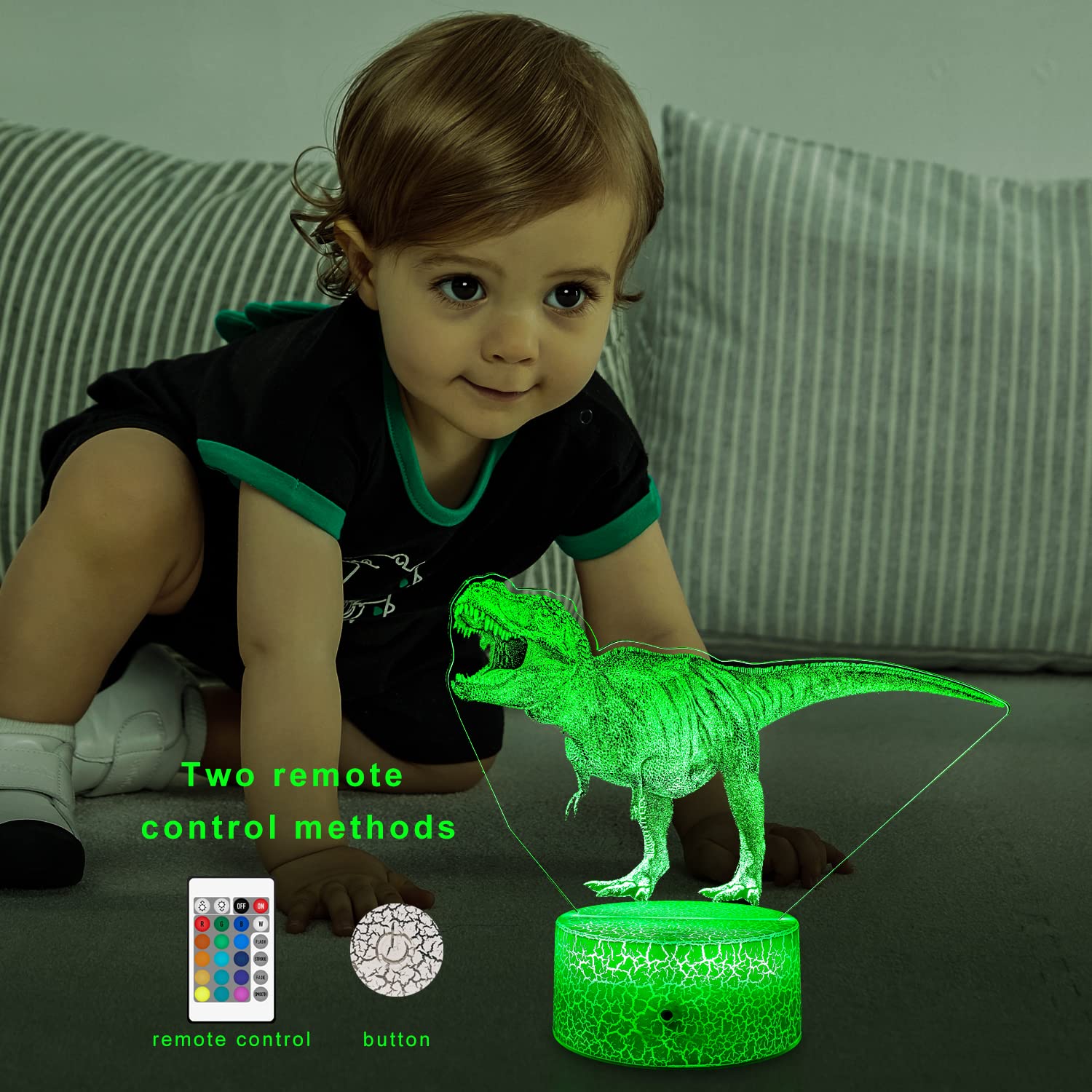 qiujonvy Dinosaur Night Light,16 Colors Changing Dimmable T Rex Night ...