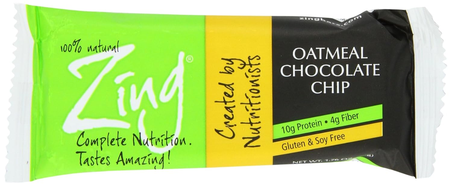 Amazon.com: Zing Oatmeal with Chocolate Chips Gluten Free Bars, 1.76 ...
