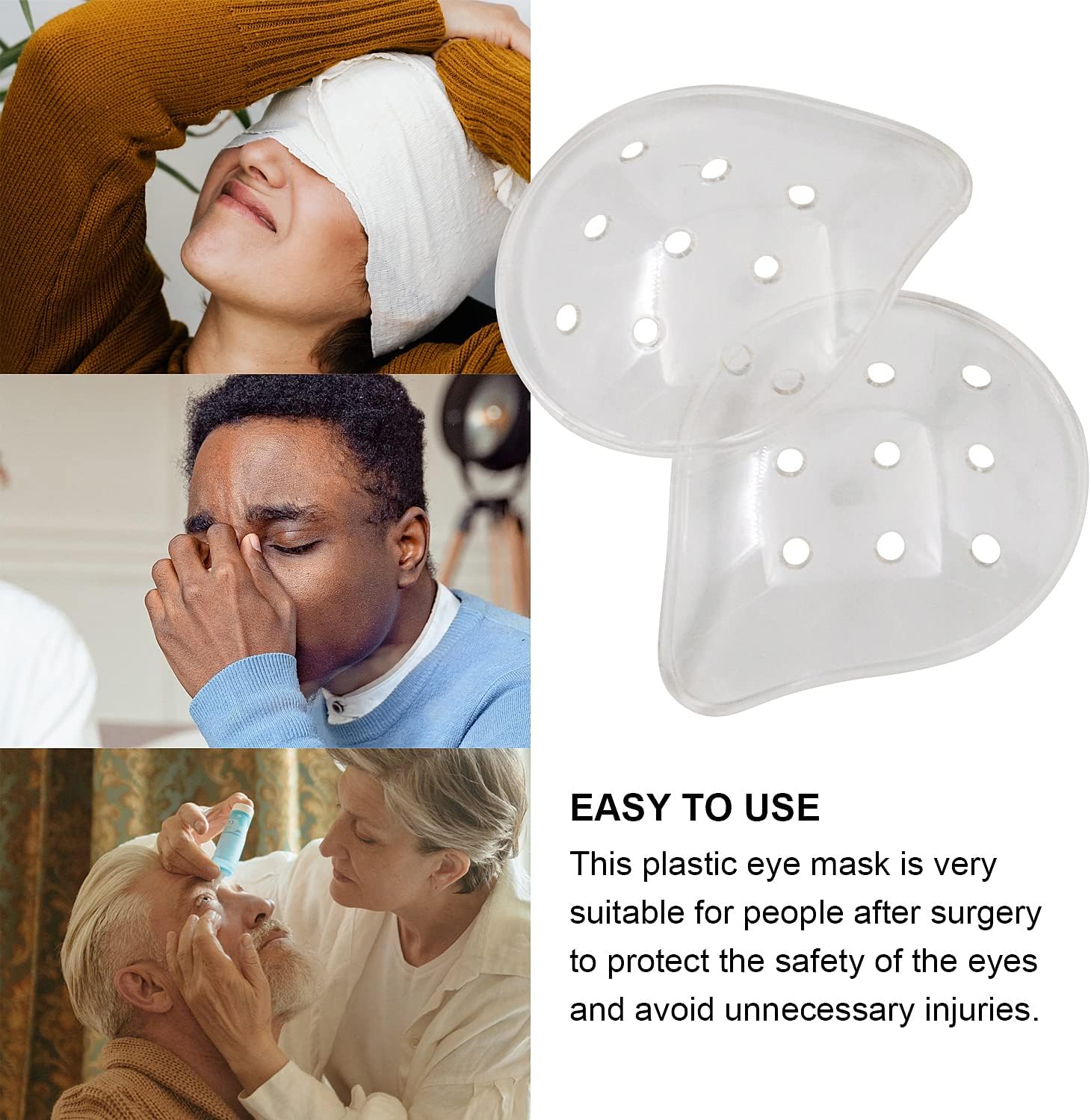 4 parches de plástico para ojos de 9 agujeros, transpirables y cómodos ...