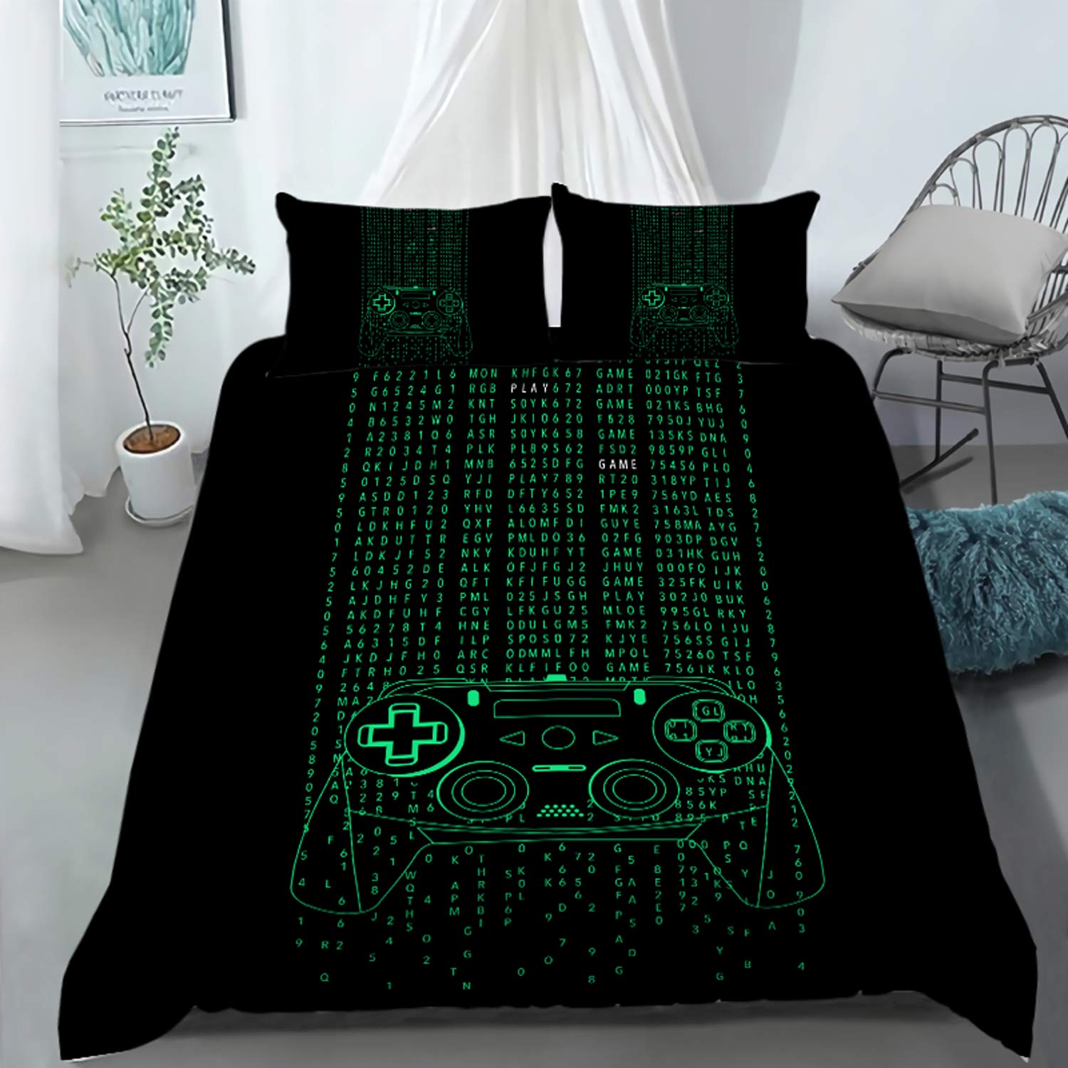 AILONEN Gamer Bedding Sets for Boys, Gaming Duvet Cover Set Full Size ...