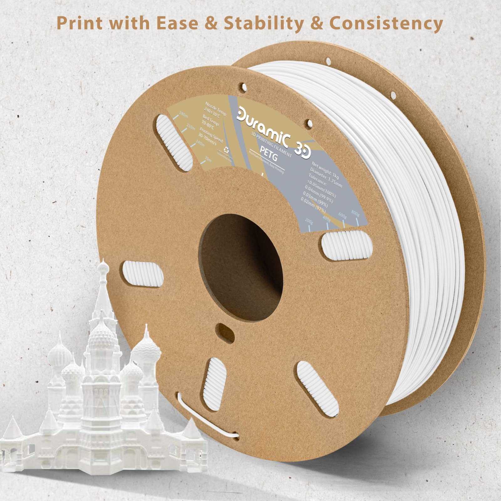 Snapklik.com : DURAMIC 3D PETG Filament 1.75mm White, 3D Printing ...