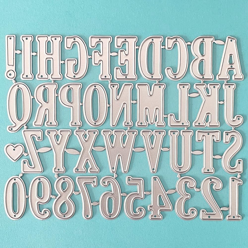 Amazon.com : KVMDVSY Metal Cutting Die, 26 Pcs Letters and 10 Pcs ...