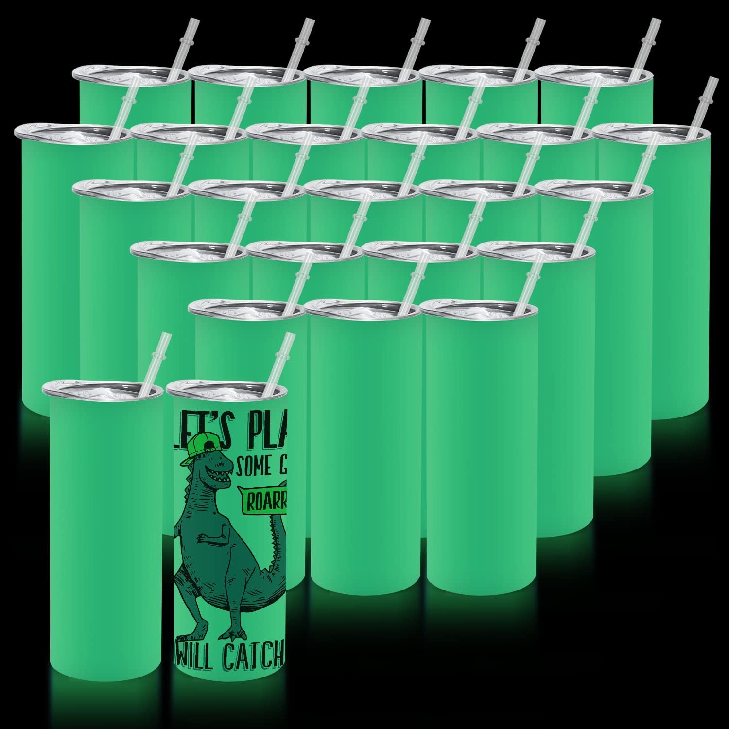 Amazon.com: FECBK 25Pcs Glow In The Dark Sublimation Tumblers 20oz ...