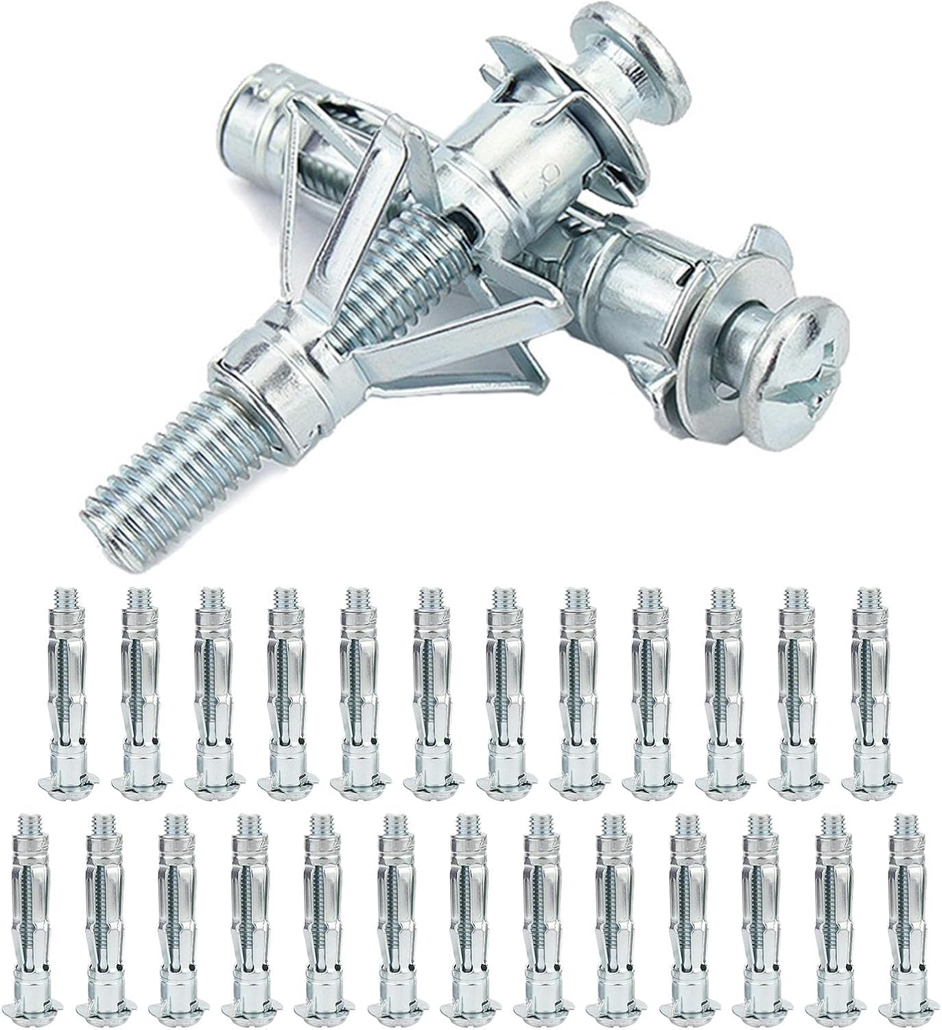 25pcs Plasterboard Fixings,M4×38mm Hollow Wall Anchor Expansion Bolts ...
