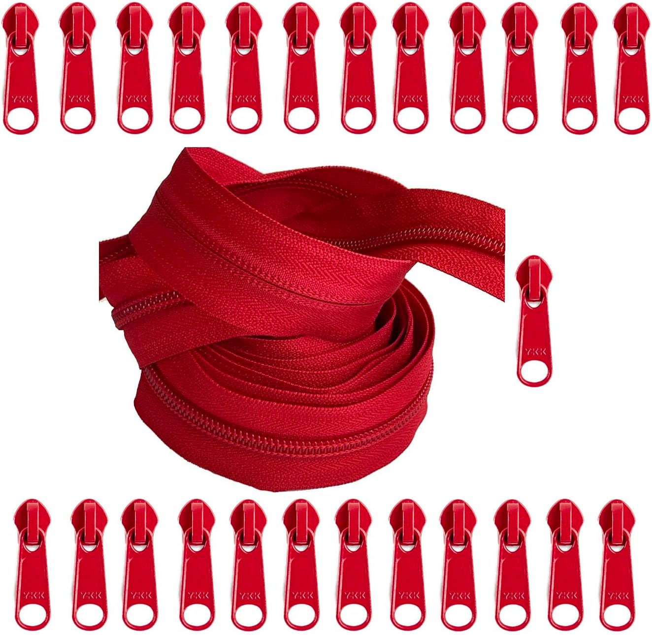 Amazon.com: YKK #5 Nylon Coil Red Continuous Zipper Chain 10 Yards with ...