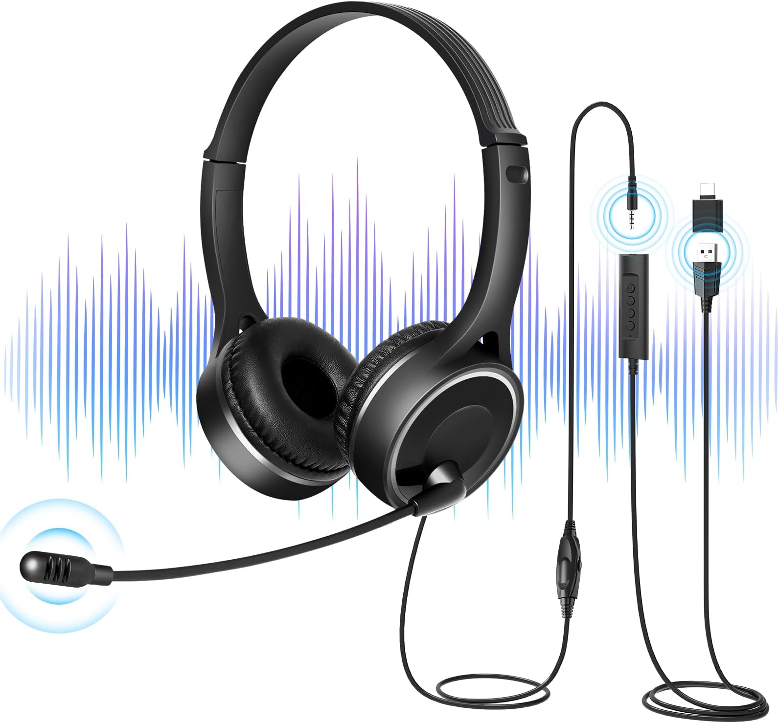 Spectra SP-USB Stereo Headset with In-Line Volume Control : Amazon.co ...