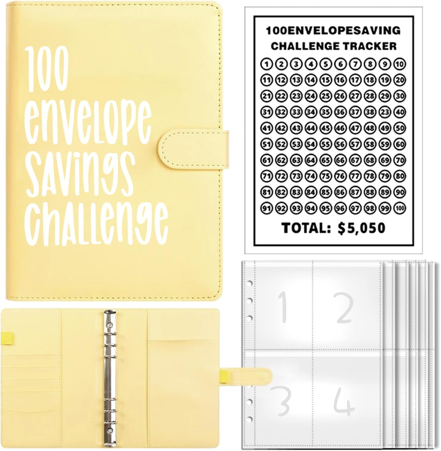 100 Envelope Challenge Binder,Envelope Money Saving £5050 Challenge ...