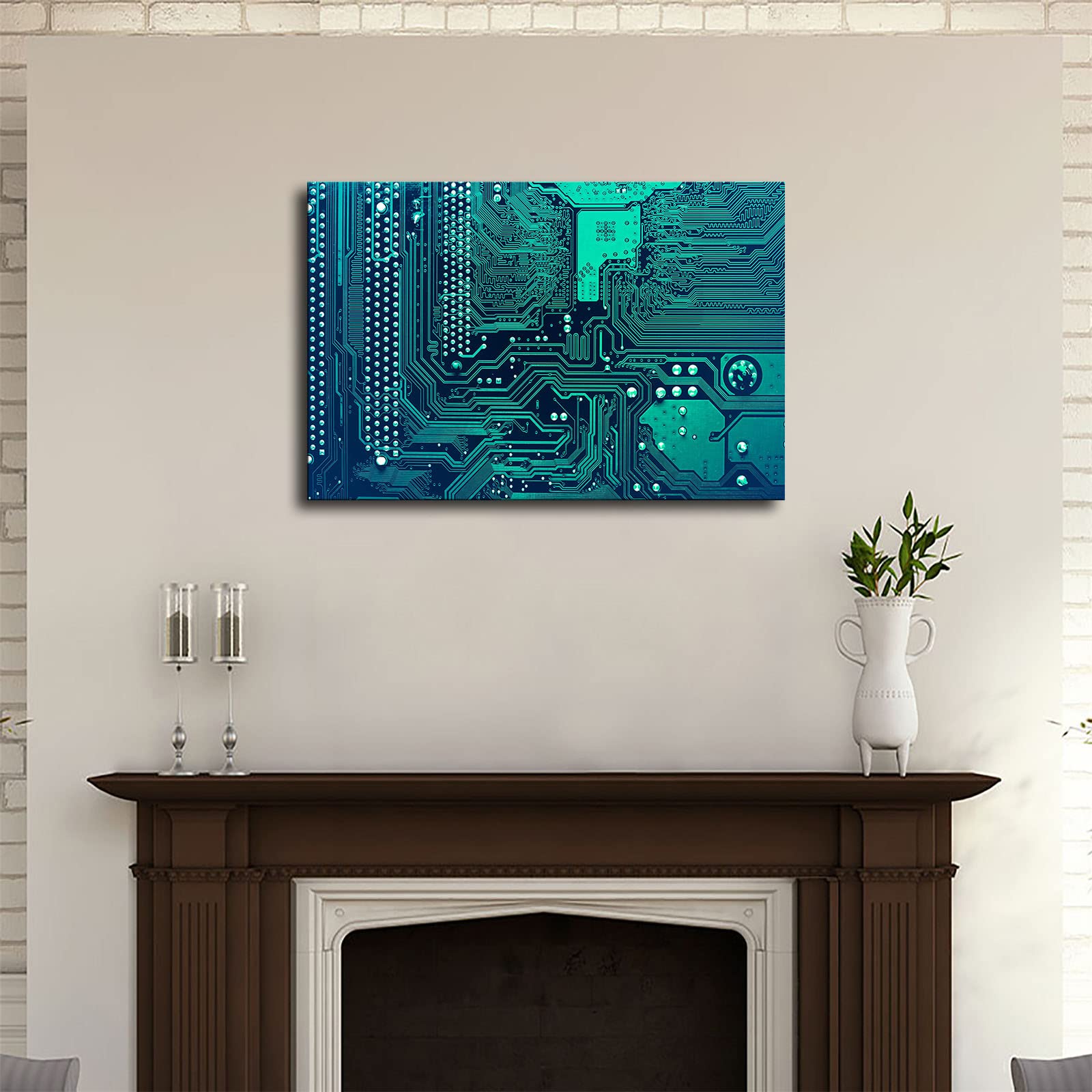 Blue Circuit Board Art
