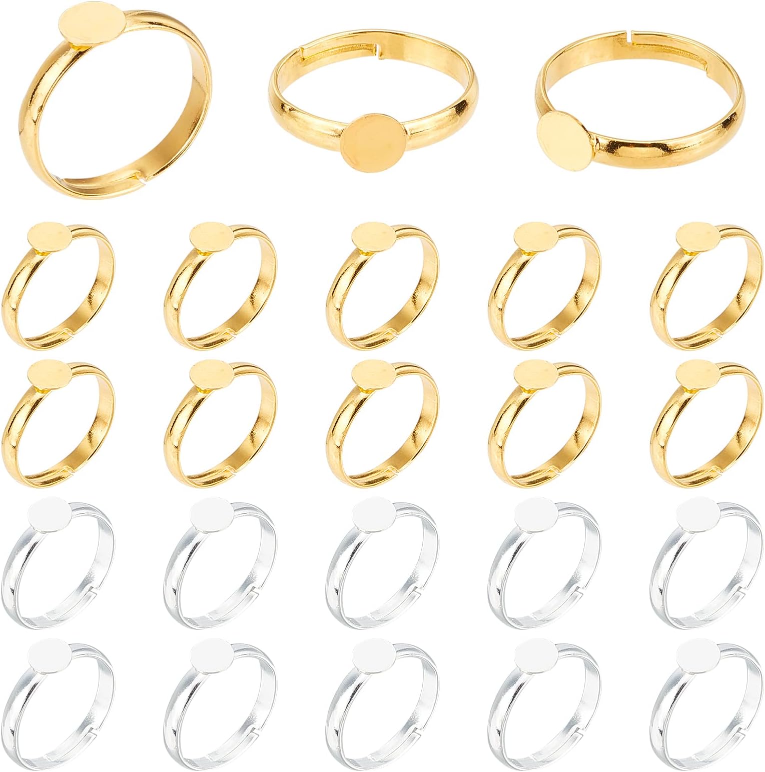 MaehSab 30 Pcs Blank Rings Stainless Steel Adjustable Pad Ring Base ...