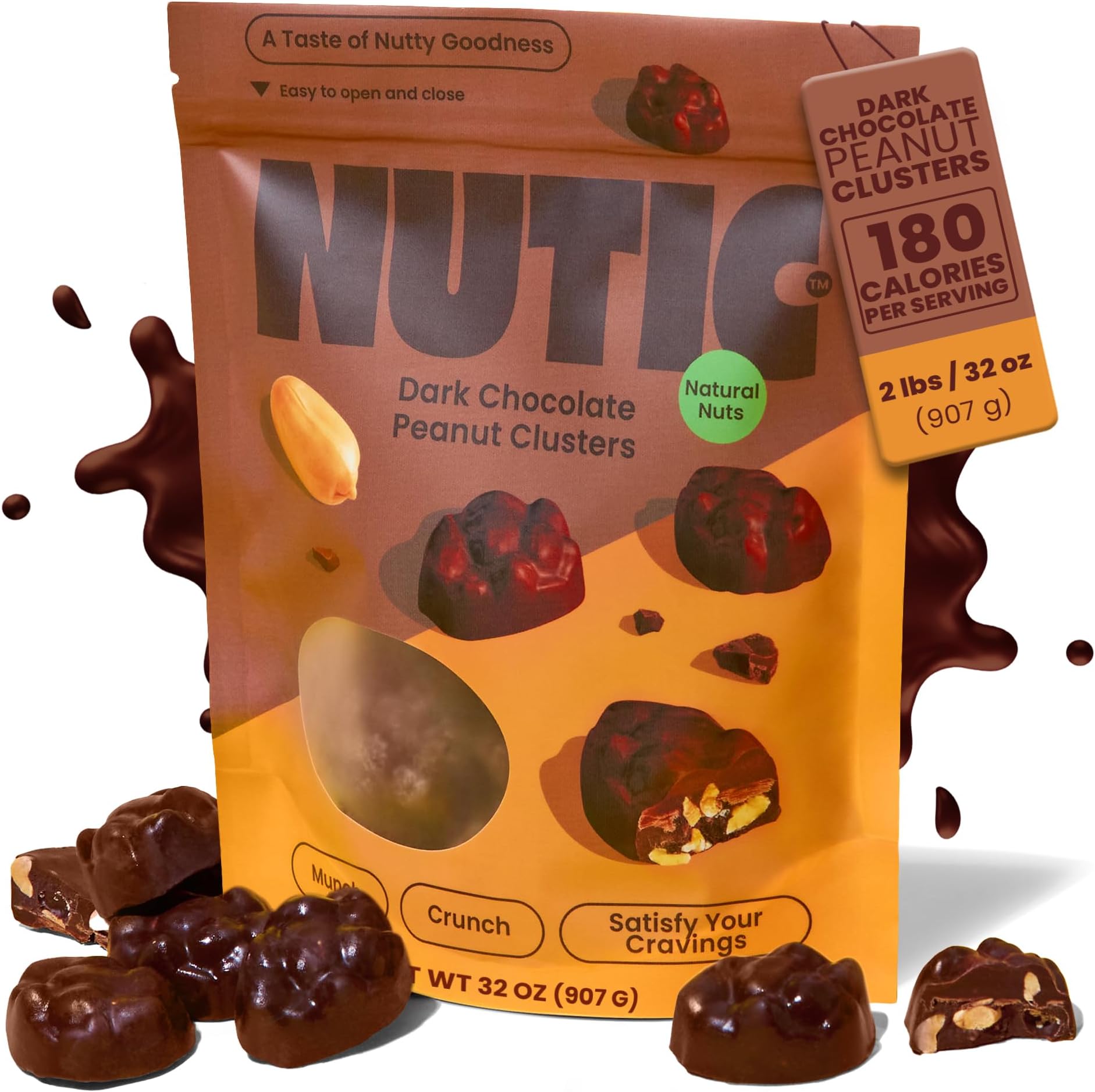 Amazon.com : Nutic Dark Chocolate Peanut Clusters - 2LB, Decadent ...