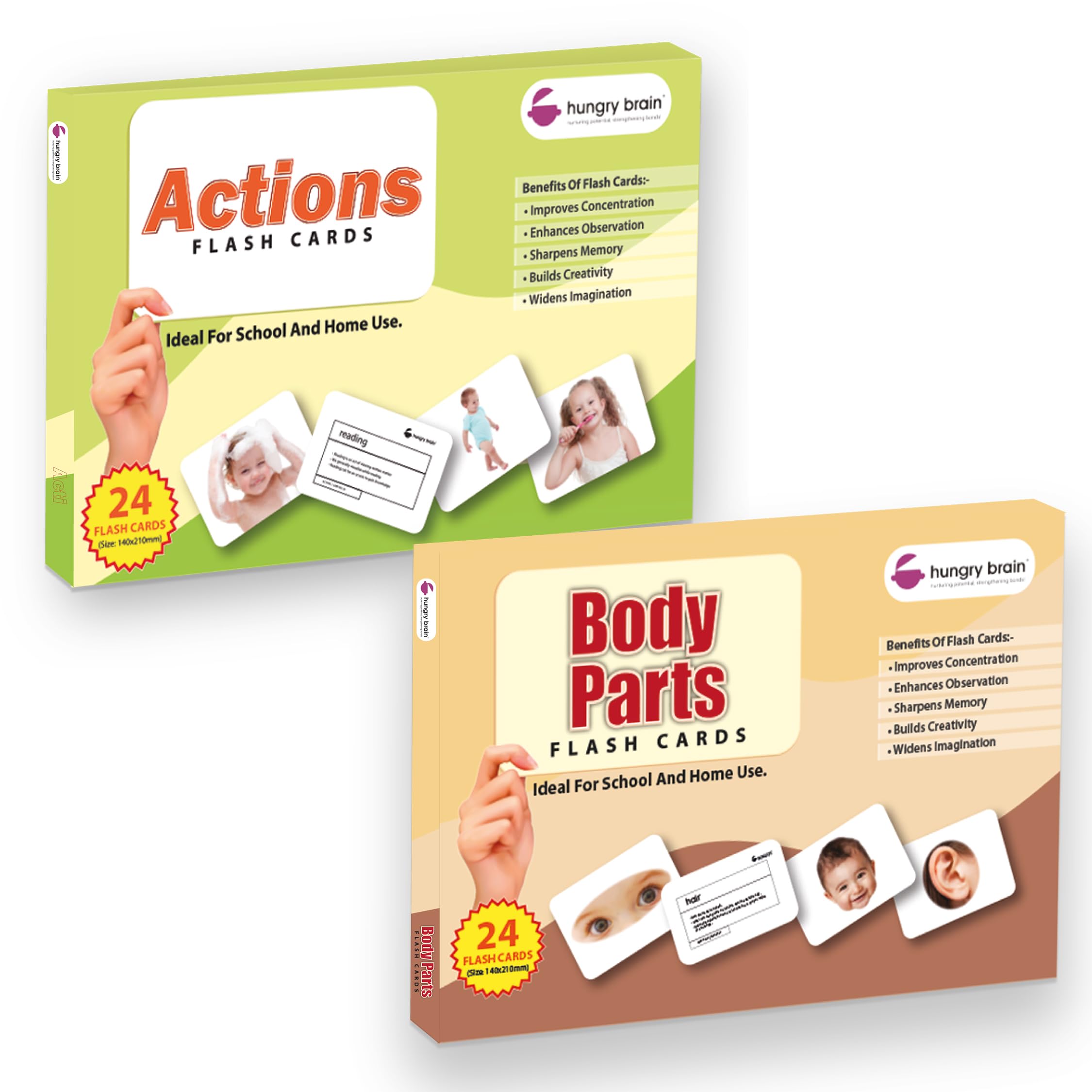Hungry Brain Flash Cards For Toddlers 48 Body Parts Actions | Desertcart Cyprus